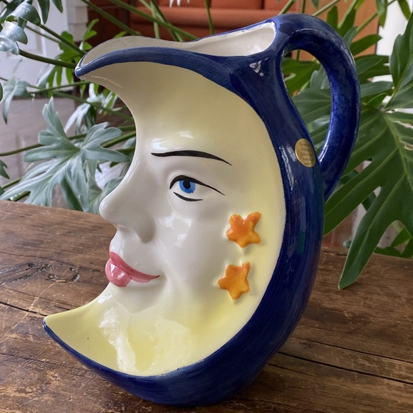 Vintage | Accents | Vintage Crescent Moon Bassano Ceramic Pitcher ...